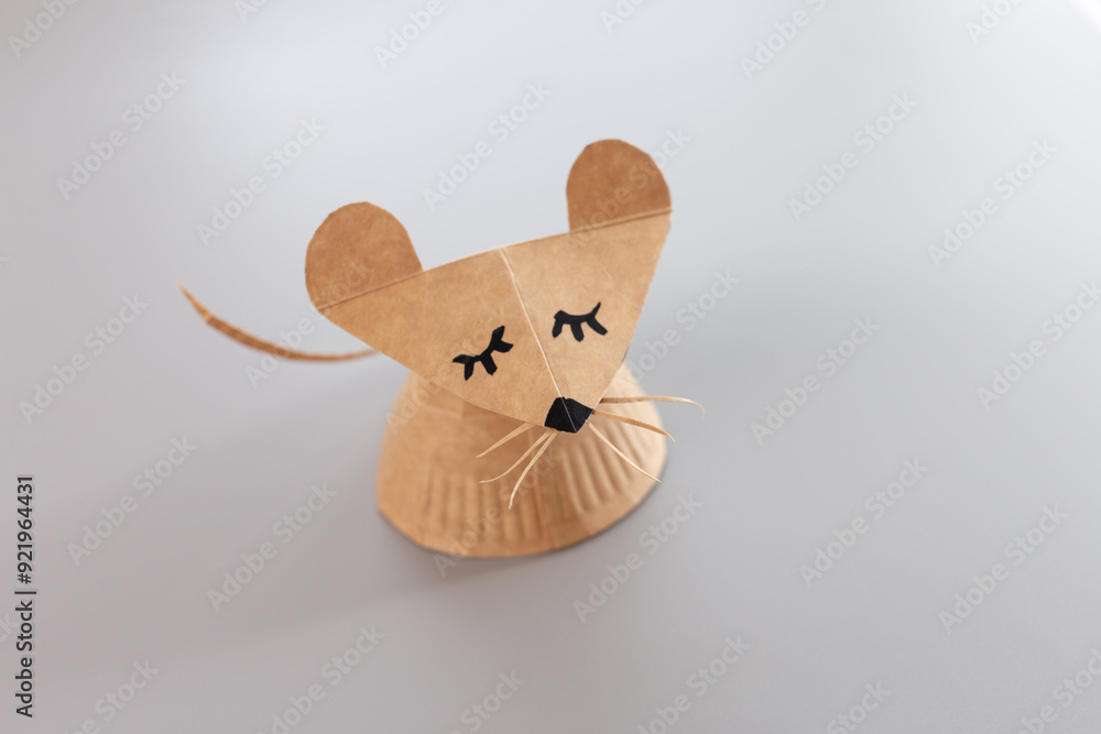 how to make a paper plate mouse craft Stock Photo | Adobe Stock