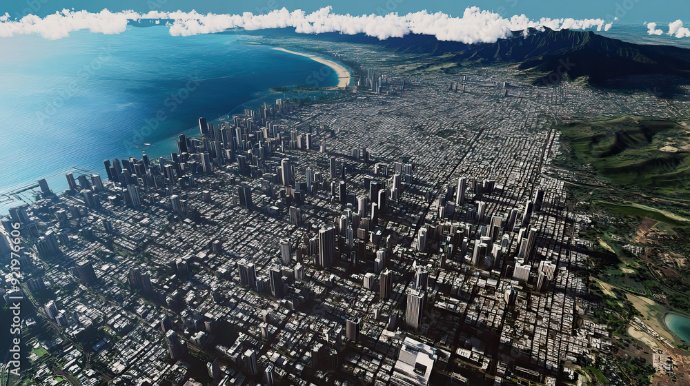 Technical aerial visual, 3D LiDAR GIS aerial map satellite scan model ...