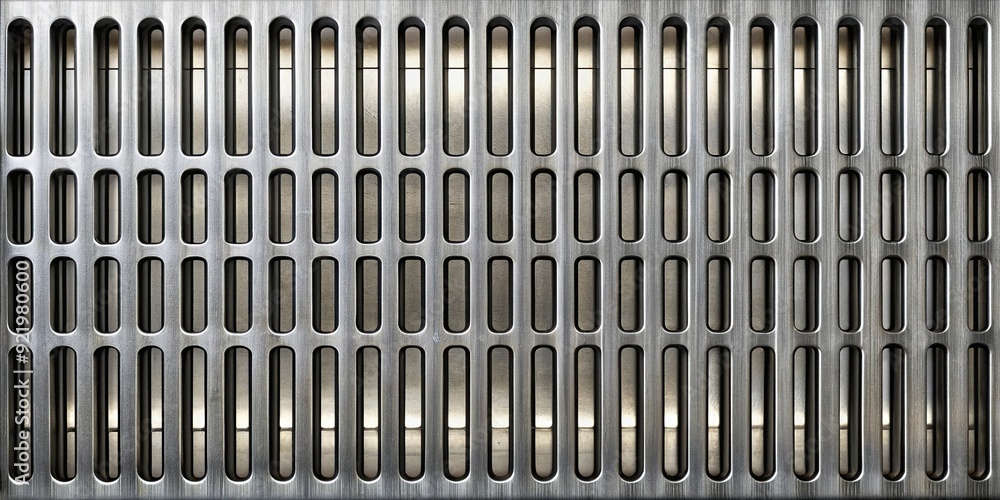 Seamless texture of silver metal grate with long slits, top view, metal ...