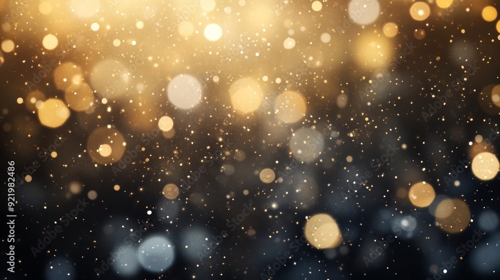 Abstract gold background with blinking particles floating upwards Stock ...