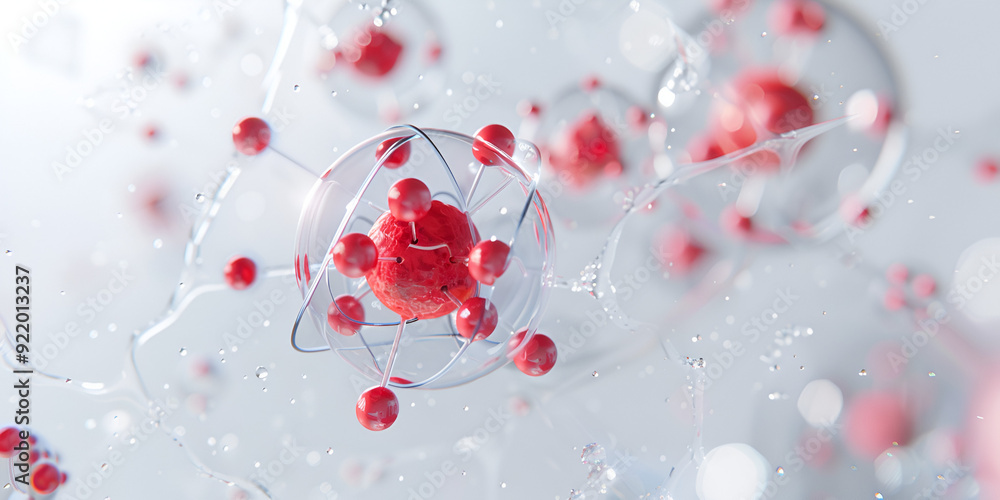 Abstract Red Molecular Structure in a White Digital Environment ...