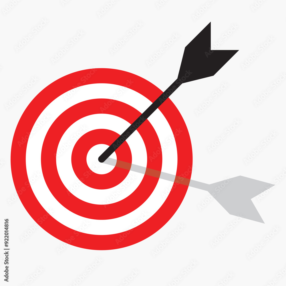 Archery Target Icon with Arrow - Bullseye Shooting Target and Arrow ...
