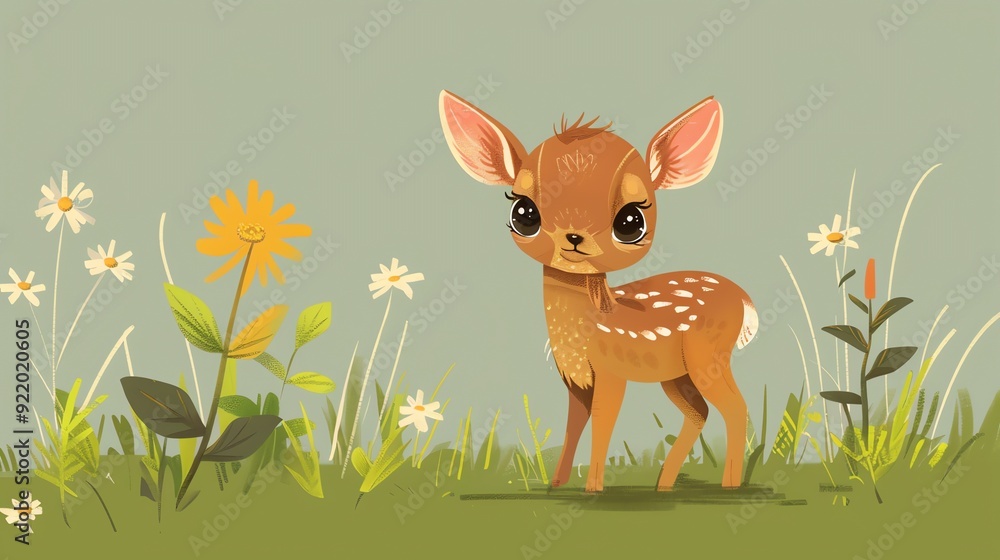 Create a vector illustration of a Pudu, the world s smallest deerin a ...