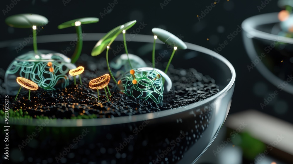 Foto de Illuminated Chloroplasts in Plant Cell: Calvin Cycle and ATP ...