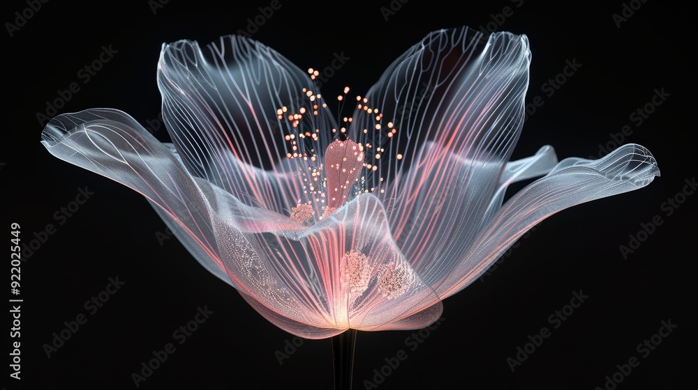 Illuminated 3D Cross-Section of Plant Flower Revealing Petal, Sepal ...