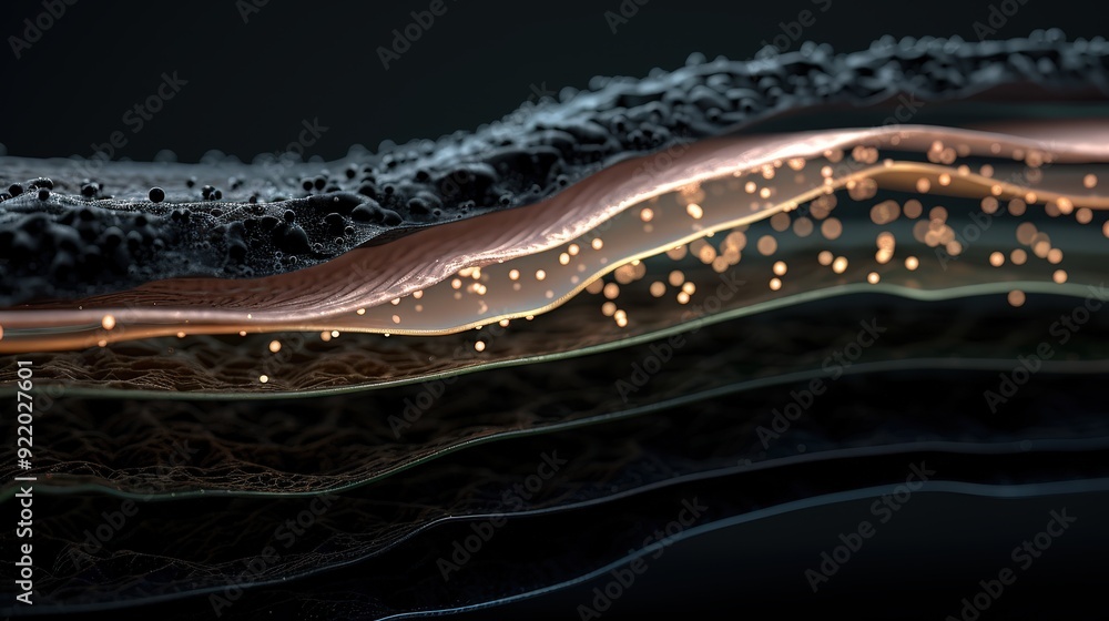 Illuminated 3D Plant Tissue Layers Diagram on Black Background ...
