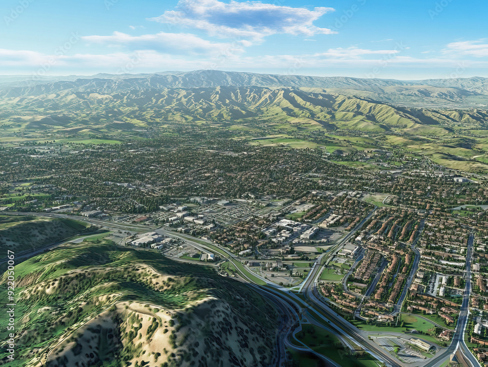 Technical aerial visual, 3D LiDAR GIS aerial map satellite scan model ...