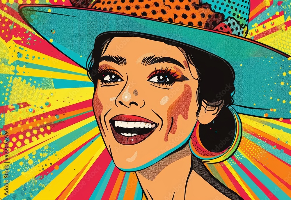 A lively comic book page, filled with vibrant colors and bold lines ...