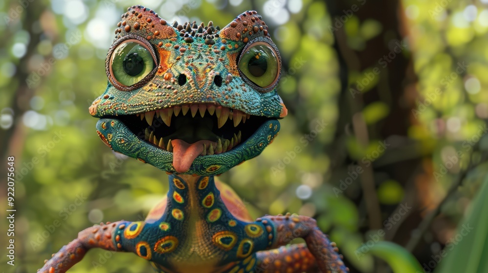 Hyper-realistic 3D cute monster with large expressive eyes and fluffy ...