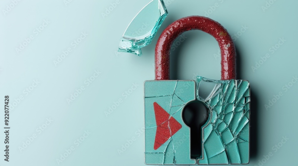 Data Breach Alert - Broken Lock Icon with Red Arrow Signifying ...