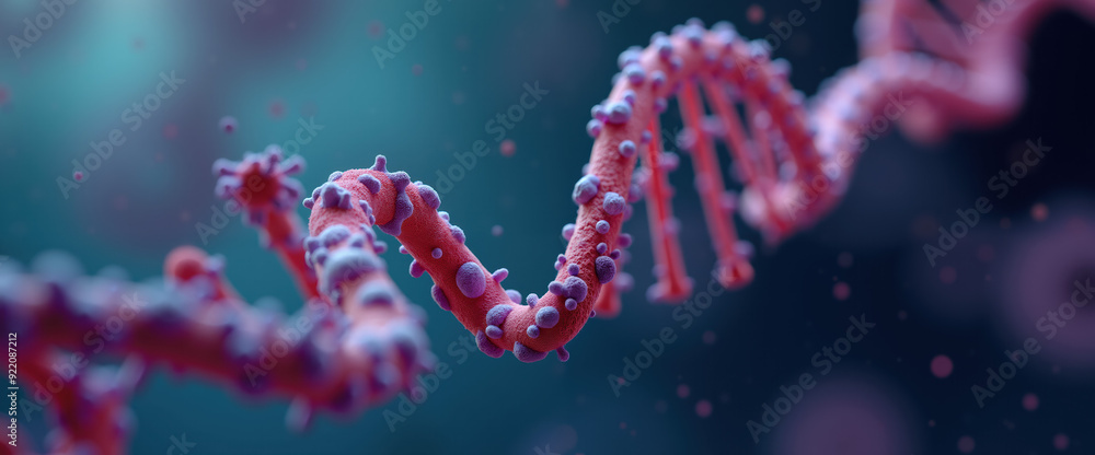 DNA Double Helix Microscopic Structure, 3D Rendered Abstract Science ...