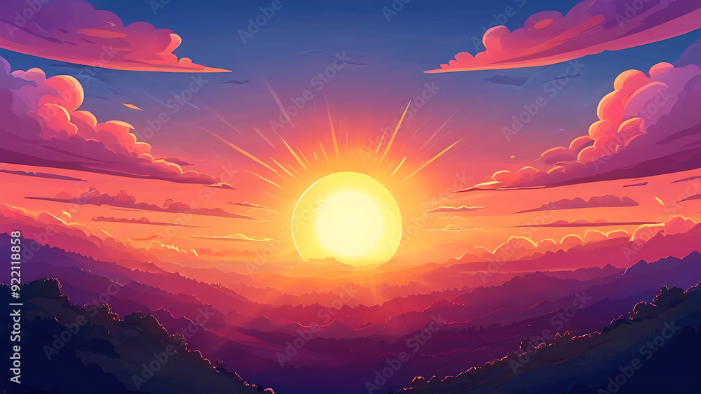 Cartoon sun rising and setting Stock Photo | Adobe Stock
