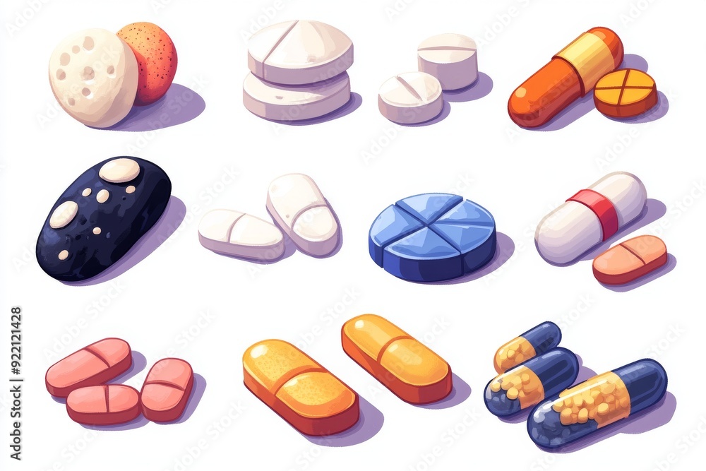 A collection of diverse medication forms including capsules tablets and ...