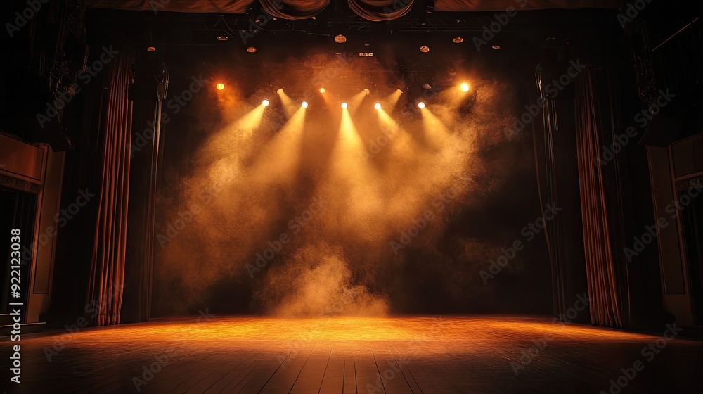 Classic stage lighting with warm tones and subtle gradients enhancing a ...