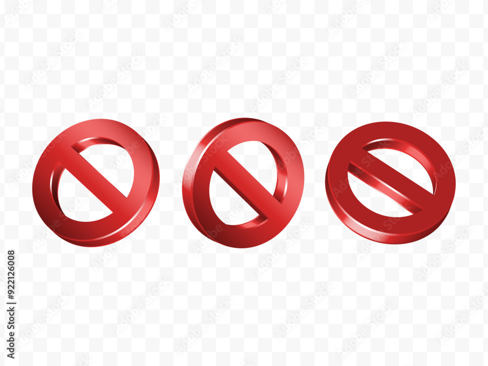 3d red set of prohibited sign not allowed forbidden icon warning or ...