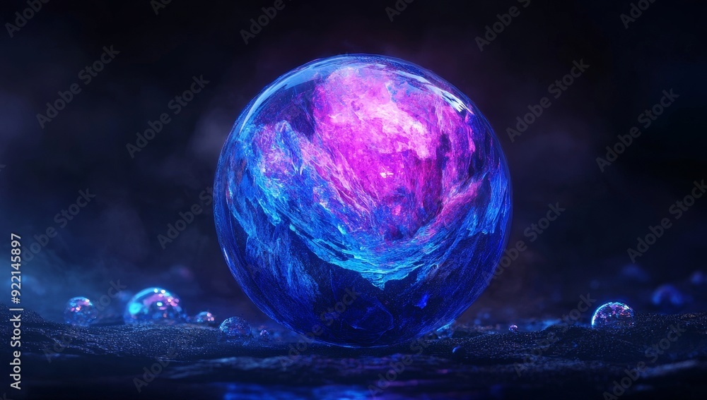 Animated illustration of a crystal ball reflecting light around, with a ...