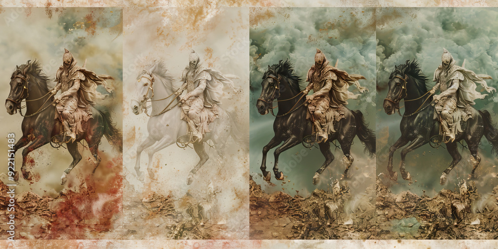 Four Horsemen of the Apocalypse - white for conquest, red for war ...