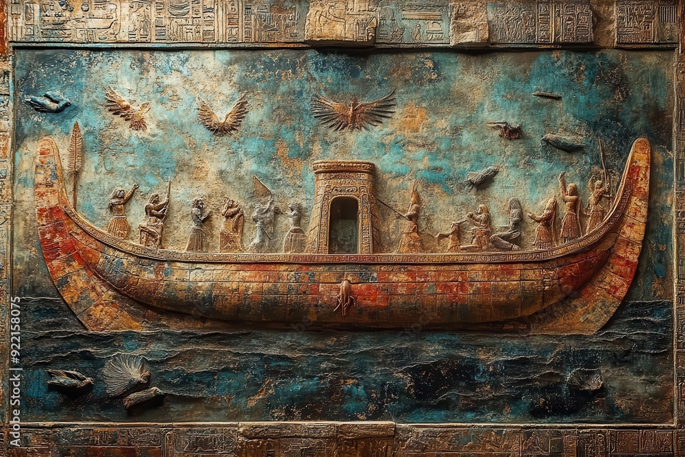 ancient flood myth tapestry intricately woven scenes depicting noahs ...