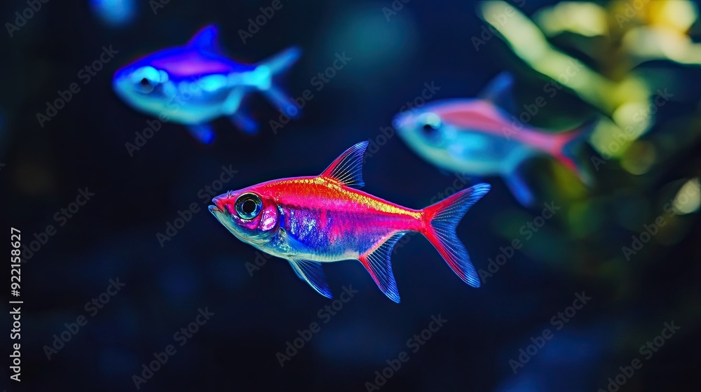 Neon Tetra Fish Swimming Gracefully in a Well-Lit Aquarium Stock Photo ...