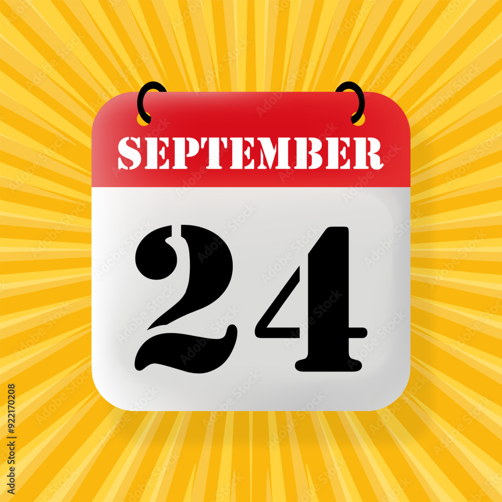 24 September. Speech bubble with calendar 2024, 2025. Year, month, day ...
