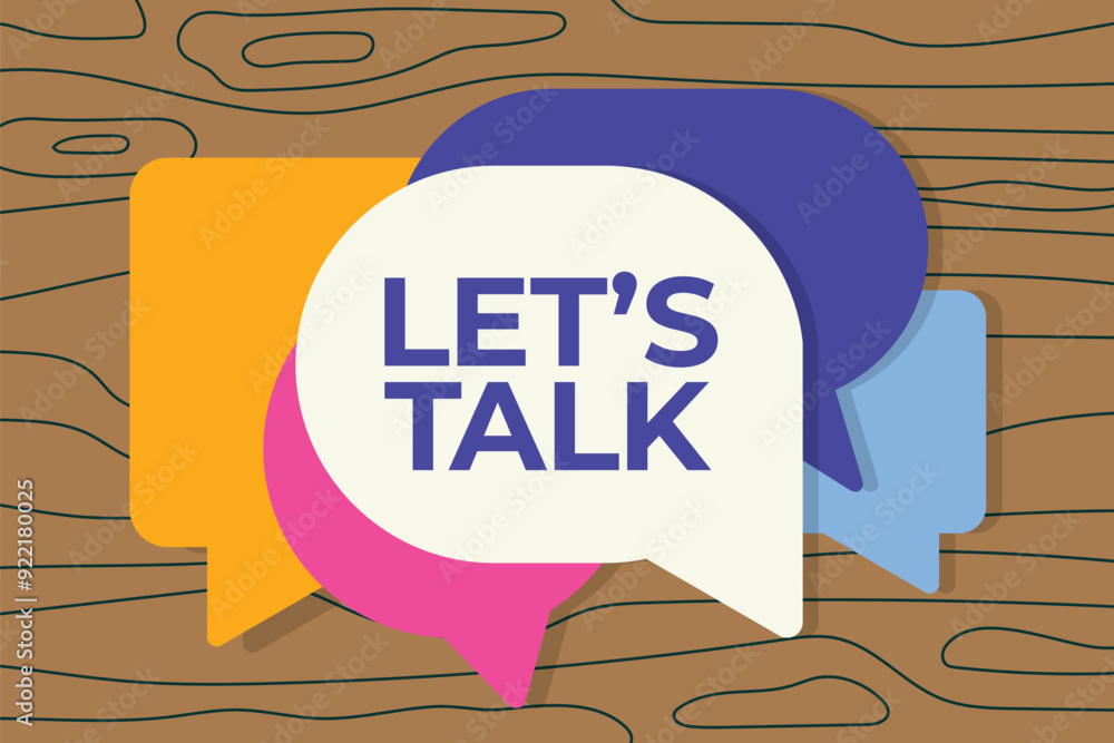 let's talk written on one of colorful speech bubbles; can be used as a ...