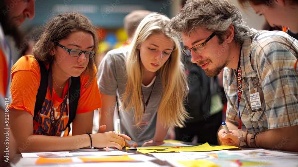 Educators developing collaborative projects for students, with ...