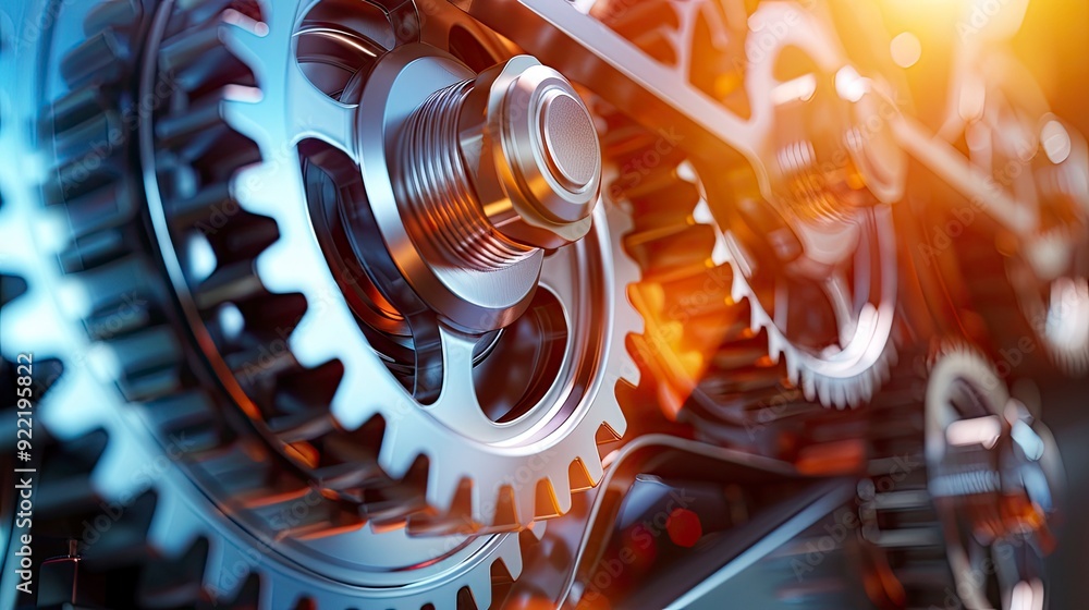 A close-up of a car engine's timing belt and pulleys, highlighting the ...