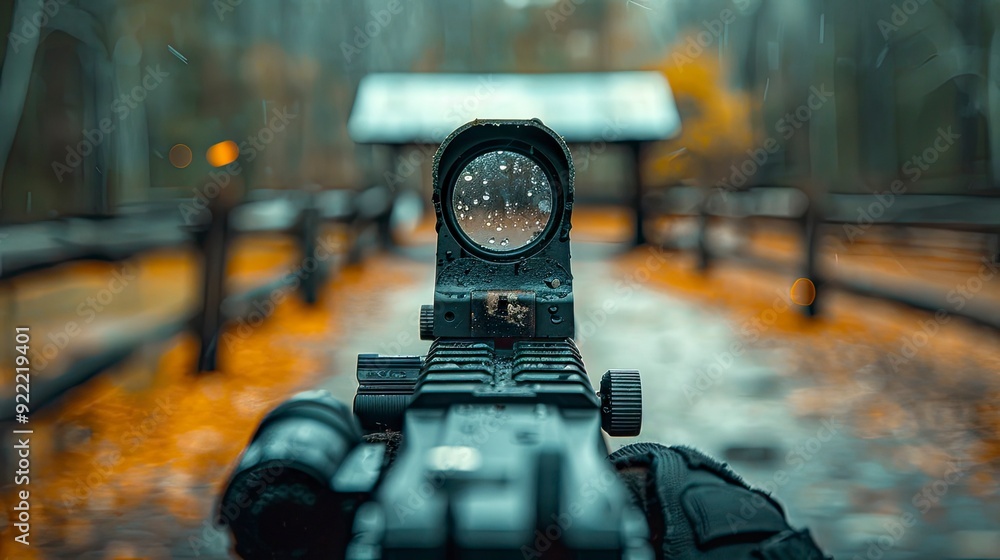 A detailed image of a gunâ€™s iron sights and rear sight adjustments ...
