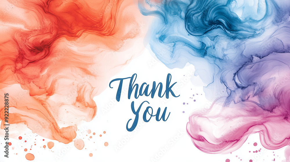 Pastel peach, blue, and lilac watercolor design with "Thank You" in ...