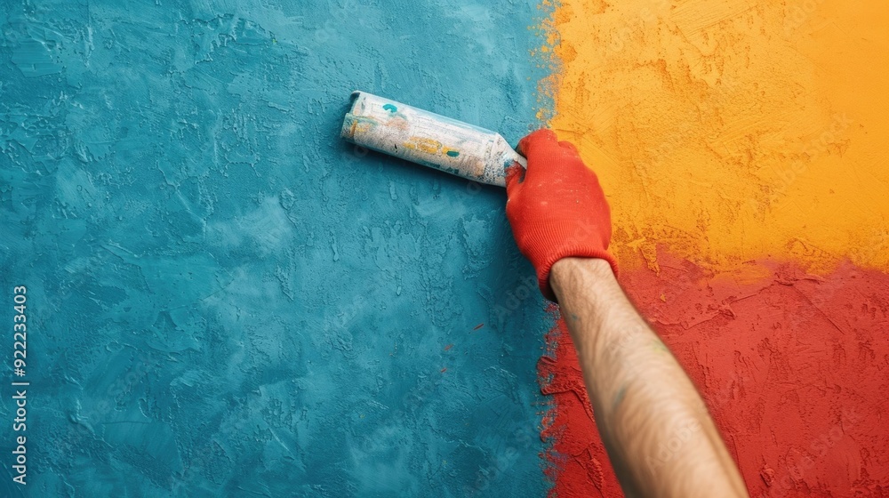 Professional painters meticulously applying fresh coats of colorful ...