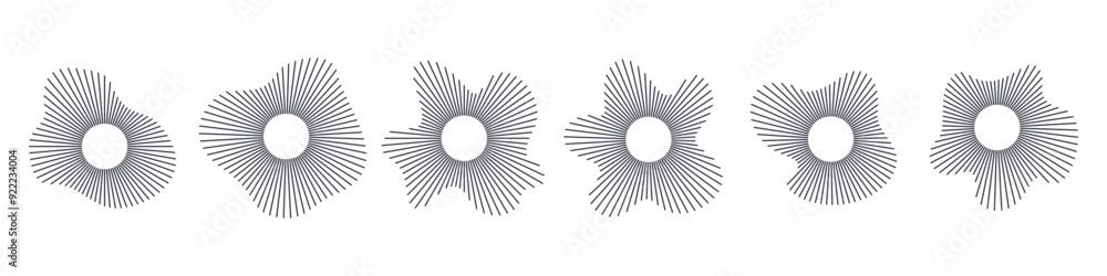 Vector circular sound waves. Acoustic amplitude music icons. Infrasound ...