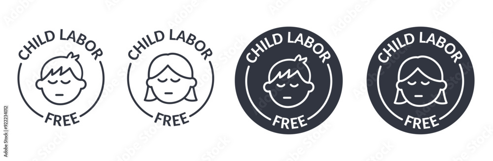 Vector icons child labor free. World day against child labor stamp with ...