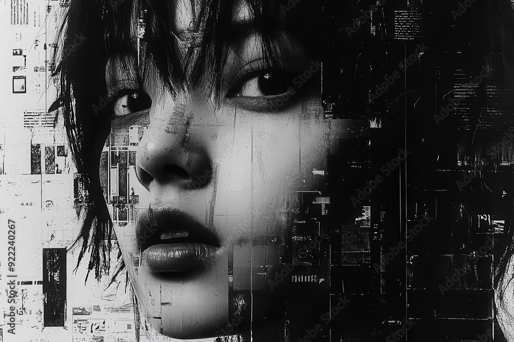 edgy y2k anime collage featuring bold manga characters distorted text ...