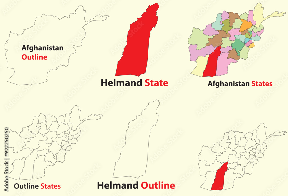 Helmand map vector of Afghanistan, Helmand line map, Helmand with city ...