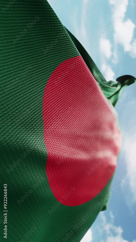 Wavy flag of Bangladesh blowing in the wind in slow motion. Waving ...