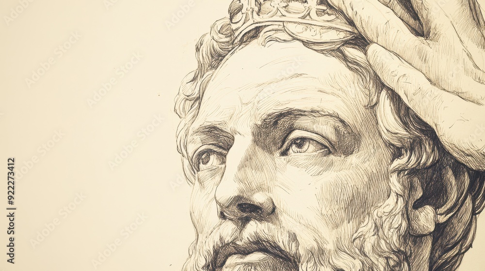 Biblical Illustration: Close-up of the crown being placed on David's ...