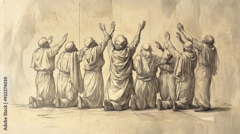 Biblical Illustration: Elders of Israel kneel before David, pledging ...