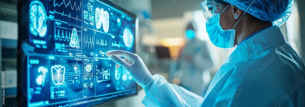 Digital healthcare, doctor holding electronic medical record on ...