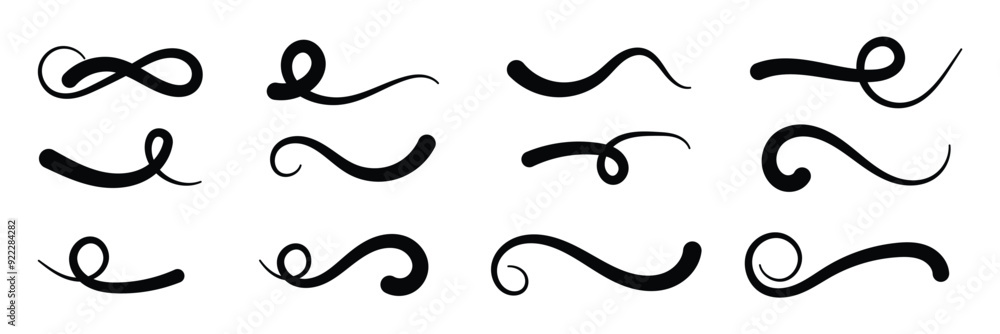 Set of Swoosh vector. Hand drawn swoosh elements, and swoop underline ...