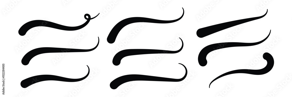 Set of Swoosh vector. Hand drawn swoosh elements, and swoop underline ...