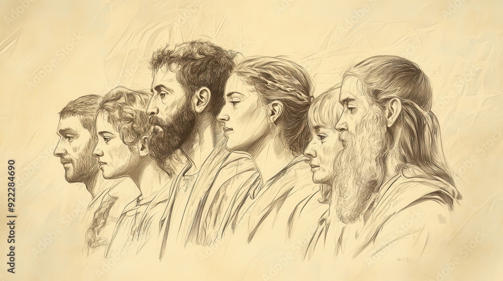 Biblical Illustration: David's family and followers looking on with ...