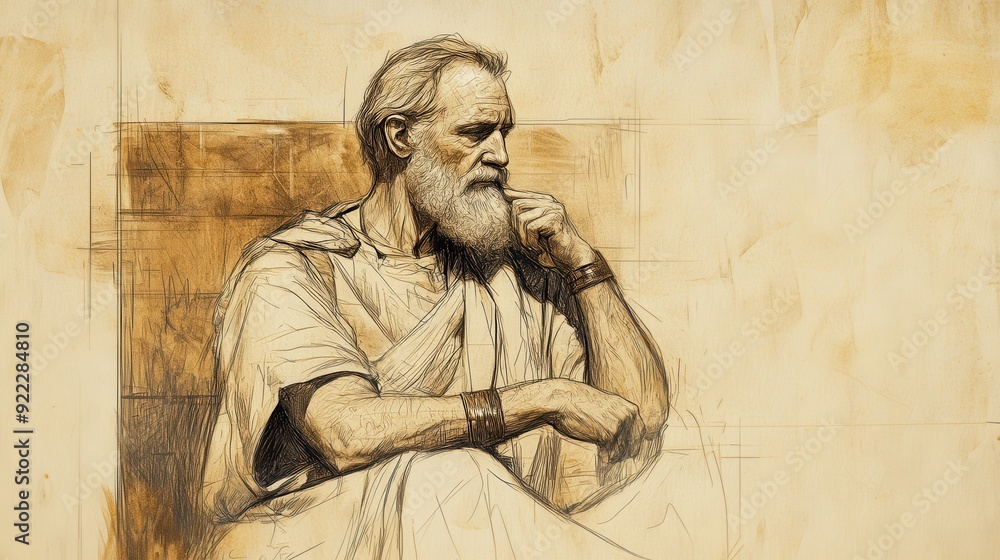 Biblical Illustration: David, sitting alone in his chamber, holding a ...