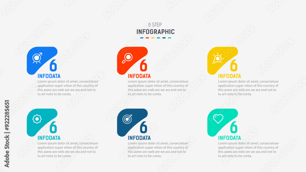 Business infographics design for Six Step, option, parts or process ...