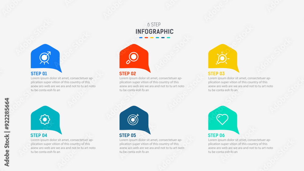 Business infographics design for Six Step, option, parts or process ...