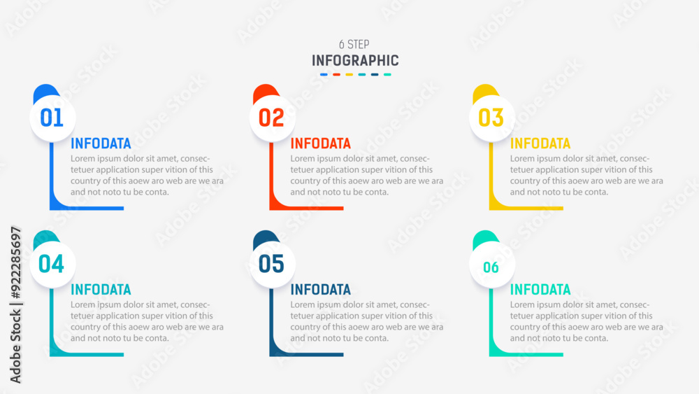 Business infographics design for Six Step, option, parts or process ...