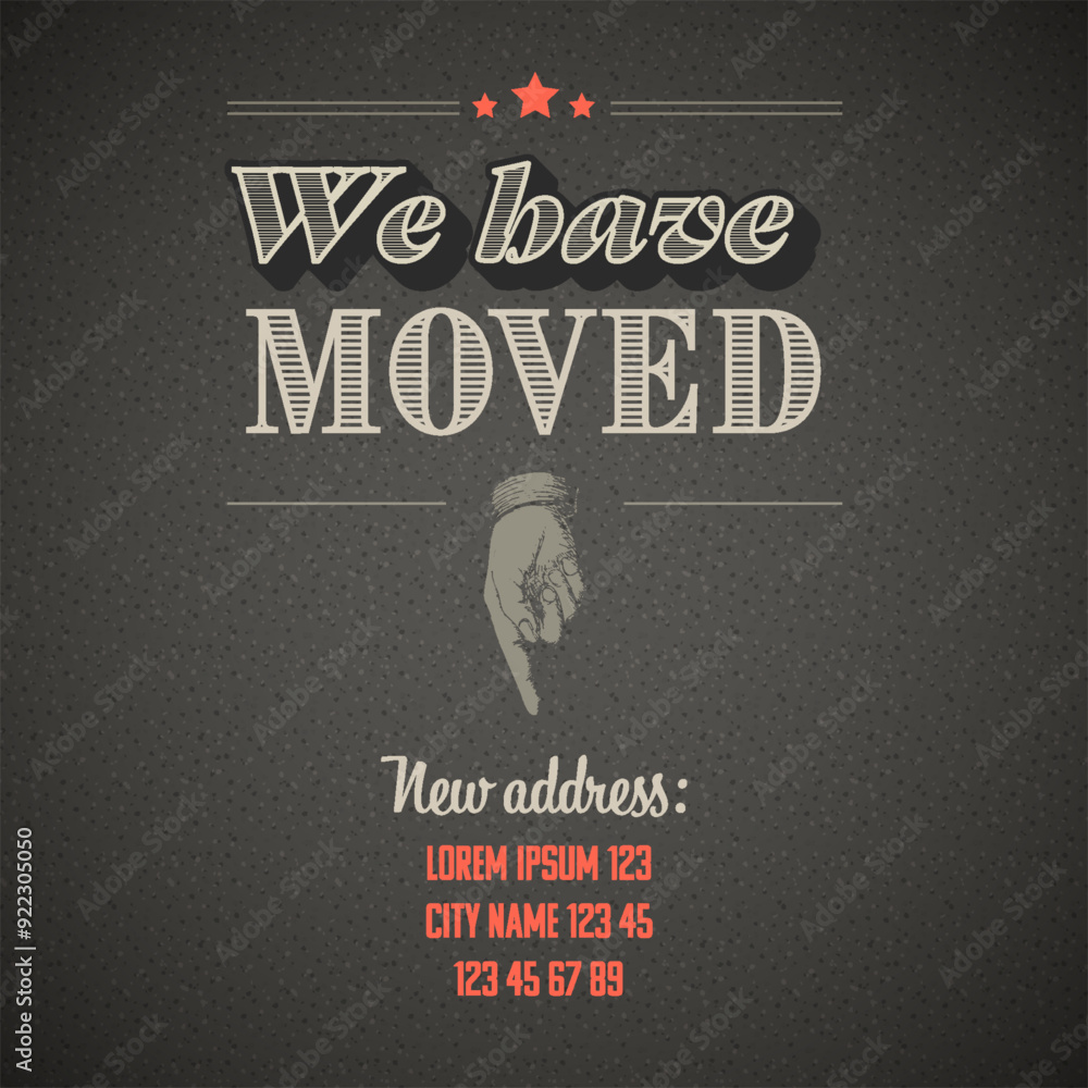 We are moving minimalistic retro dark vintage style flyer template with ...