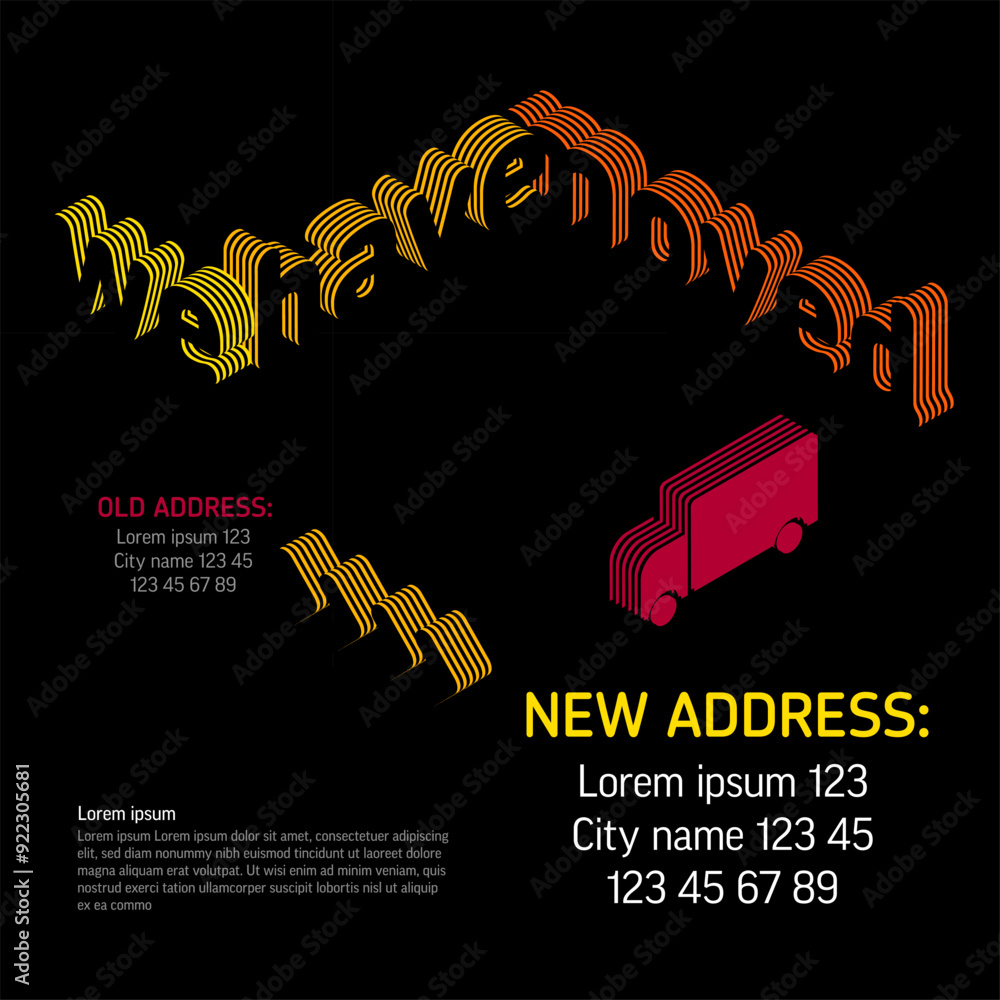 We are moving minimalistic dark flyer template with place for new ...