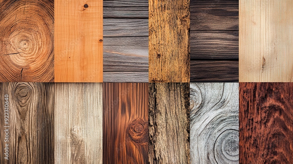 Variety of wooden textures arranged in a grid showcasing different ...