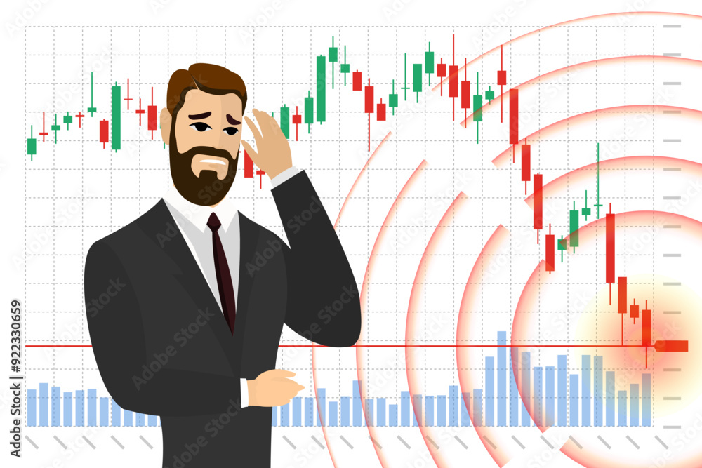 Sad businessman trader on stock index chart falling and investor ...