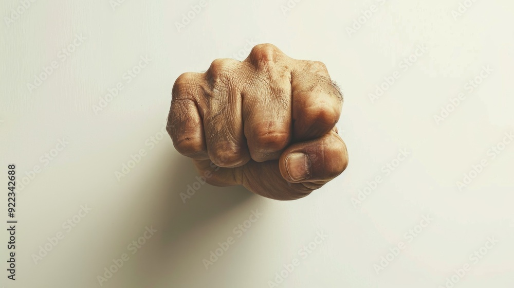 Up close image of human fist with knuckles clearly visible. Conveys ...